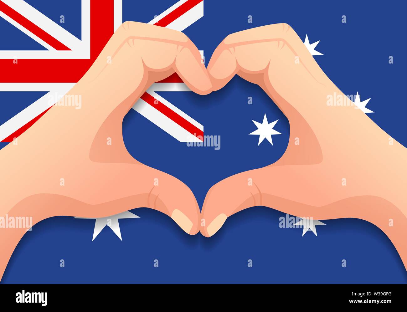 Australia flag and hand heart shape. Patriotic background. National ...