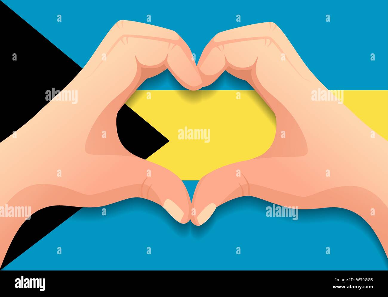 Bahamas flag and hand heart shape. Patriotic background. National flag ...