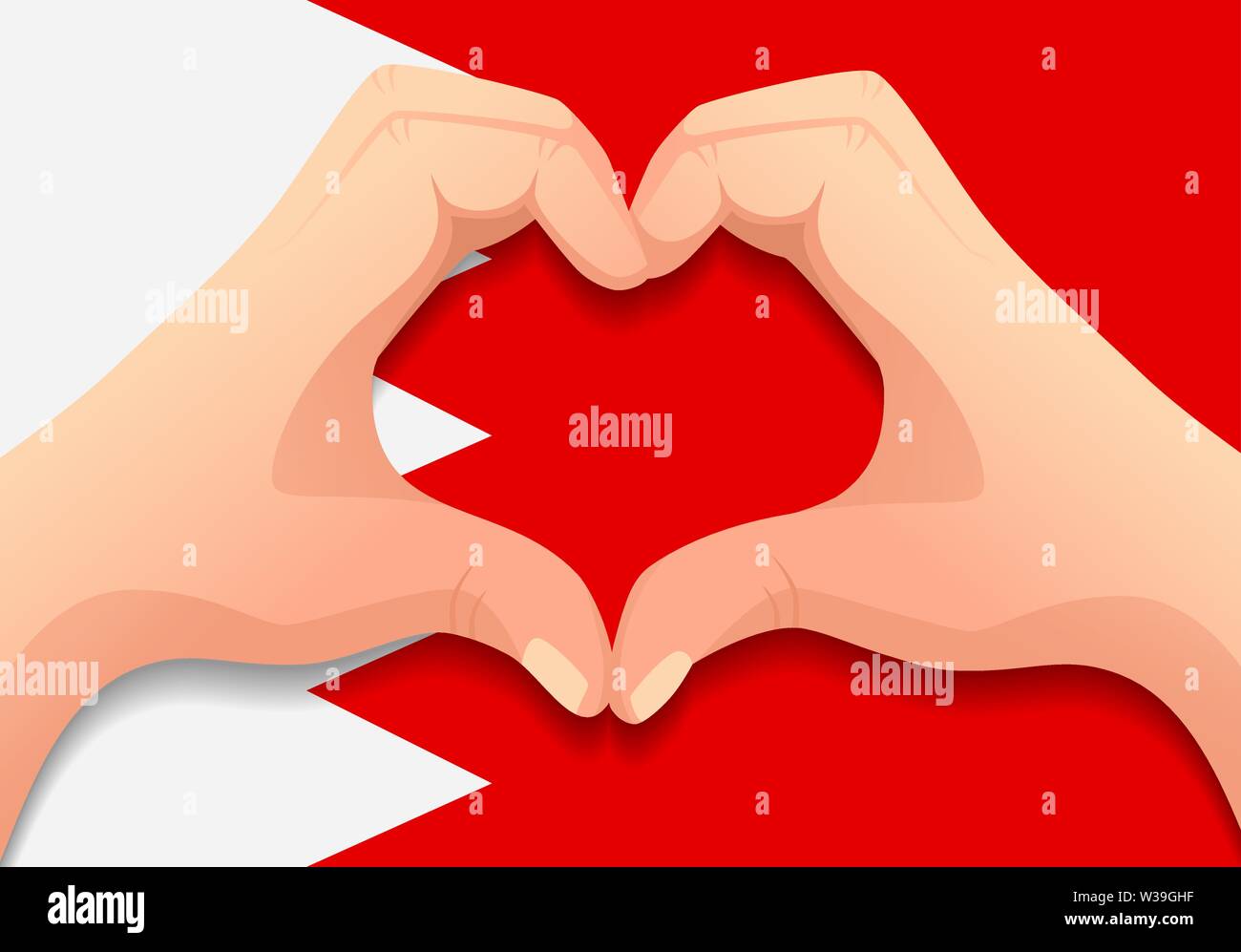 Bahrain flag and hand heart shape. Patriotic background. National flag ...