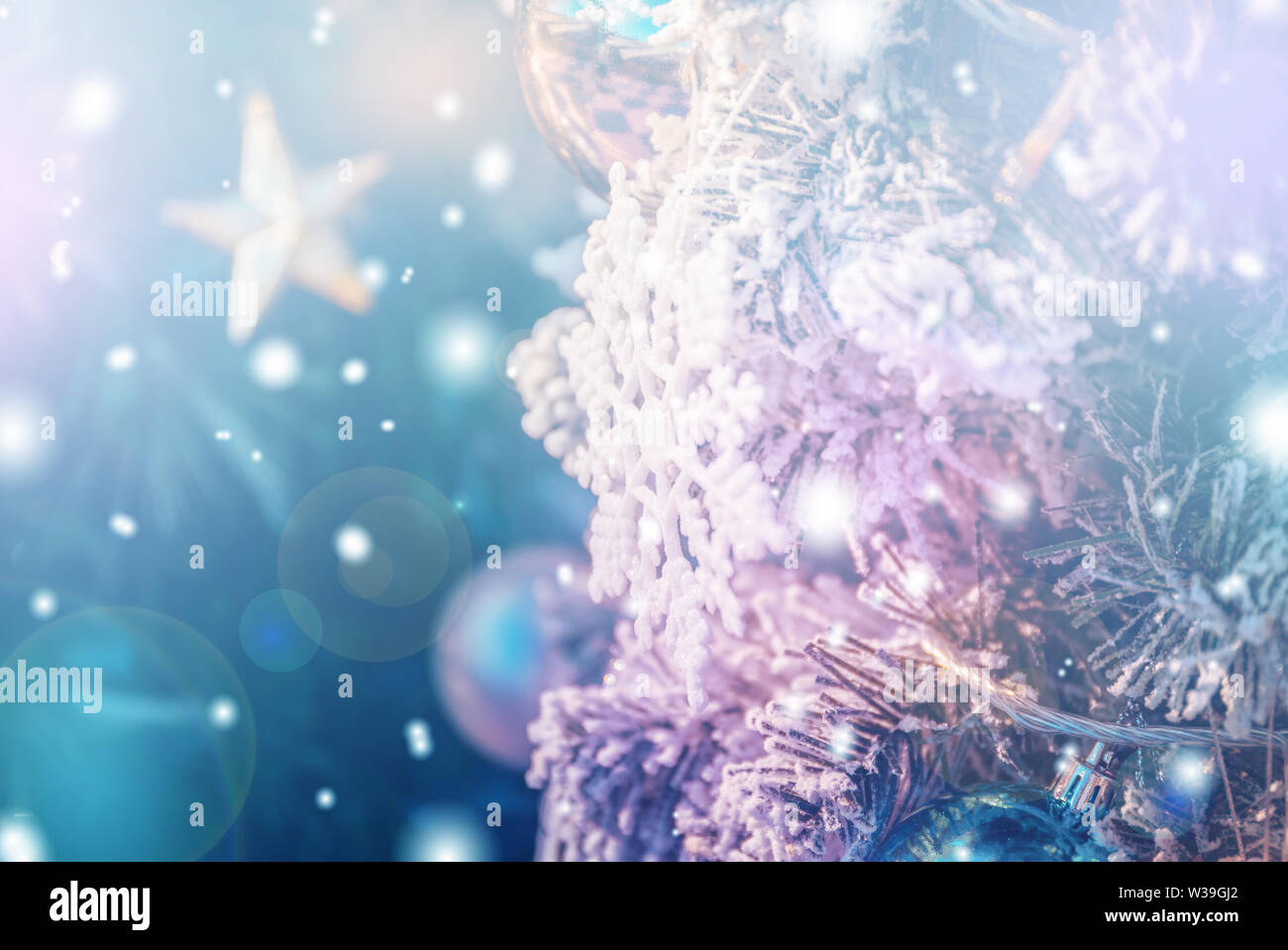 Christmas Background with bokeh light; Blurred Xmas background Stock Photo - Alamy