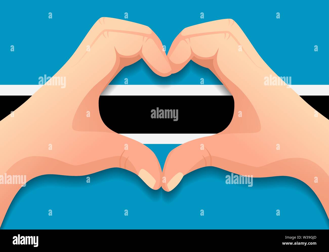 Botswana flag and hand heart shape. Patriotic background. National flag of Botswana vector ...