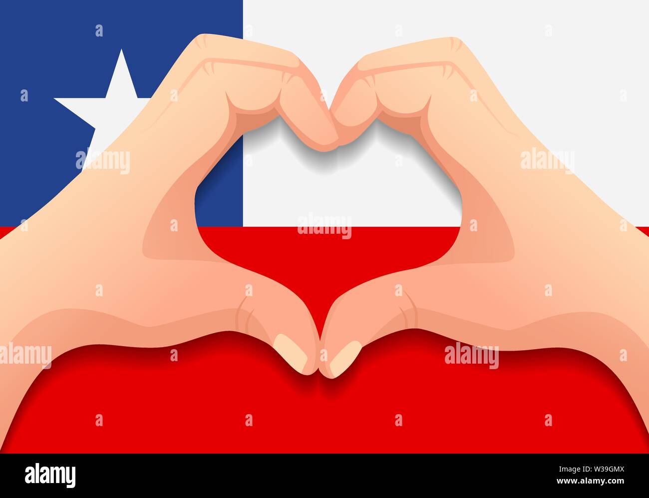Chile flag and hand heart shape. Patriotic background. National flag of ...