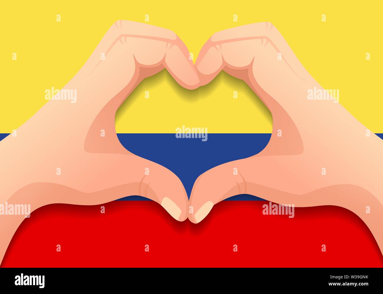 Colombia flag and hand heart shape. Patriotic background. National flag ...