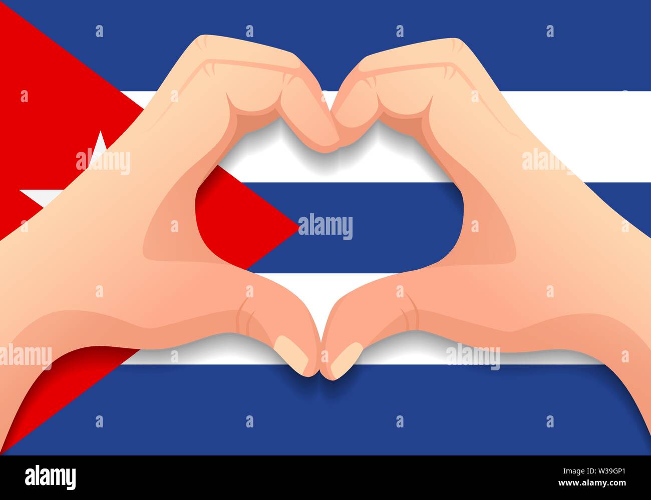 Cuba flag and hand heart shape. Patriotic background. National flag of ...