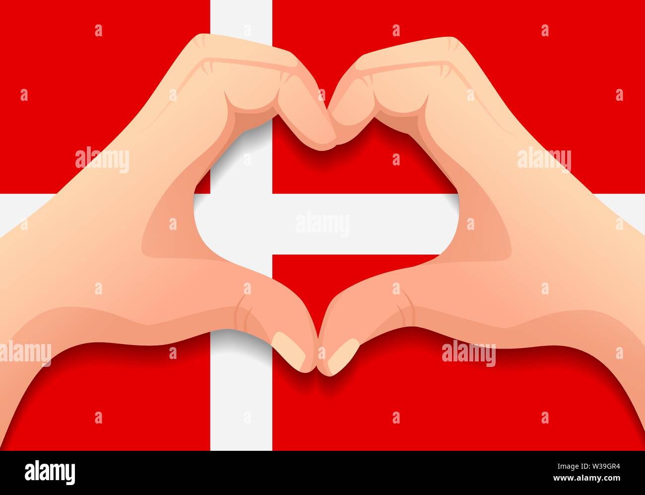 Denmark flag and hand heart shape. Patriotic background. National flag ...