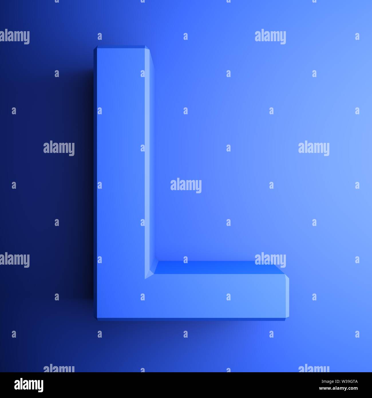 L alphabetic letter blue, isolated on blue background - 3D rendering ...