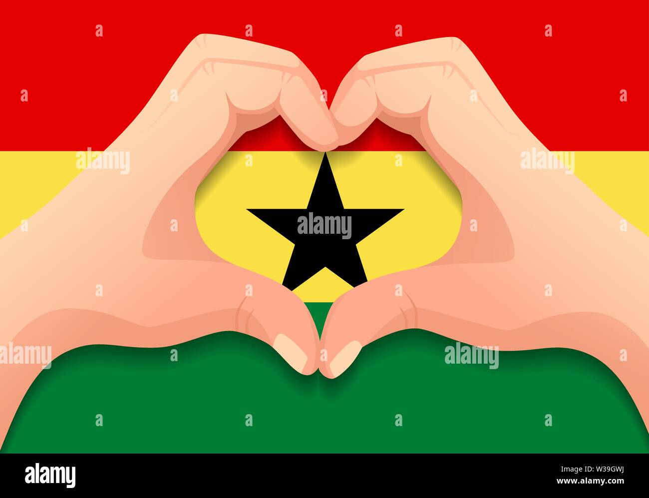 Ghana flag and hand heart shape. Patriotic background. National flag of ...