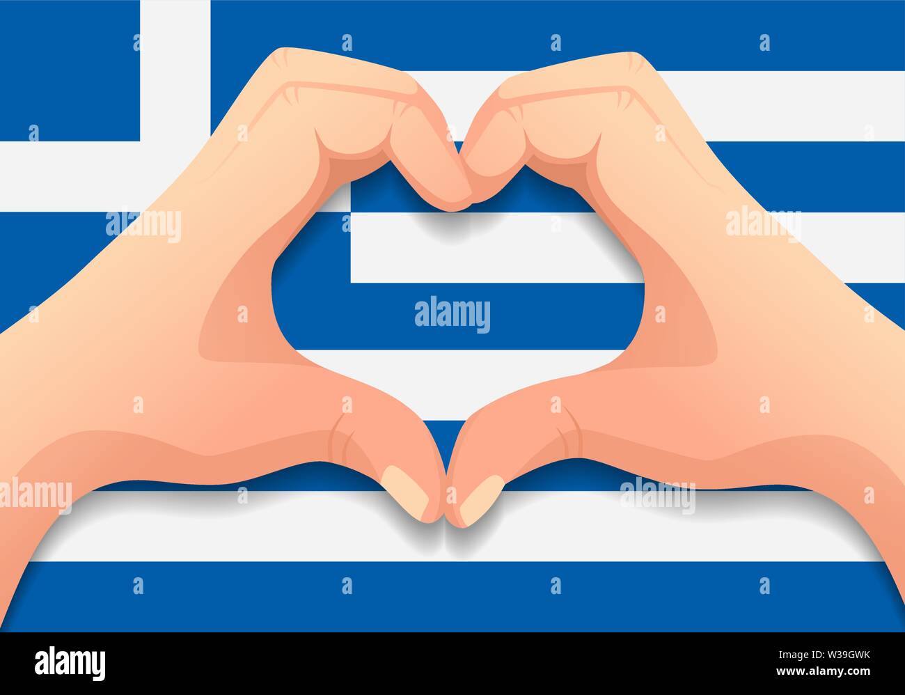 Greece flag and hand heart shape. Patriotic background. National flag ...