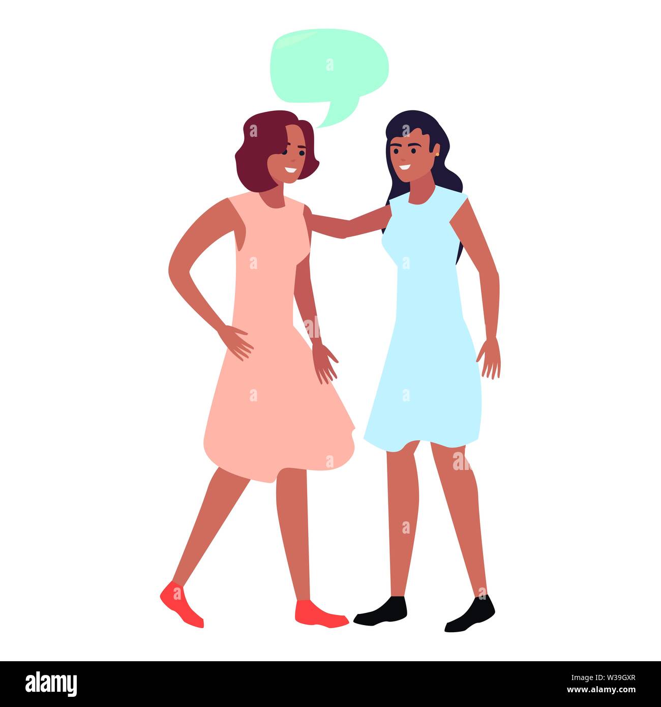 women happy young people talk bubble on white background vector ...