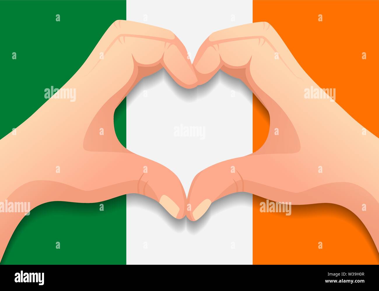 Ireland flag and hand heart shape. Patriotic background. National flag ...