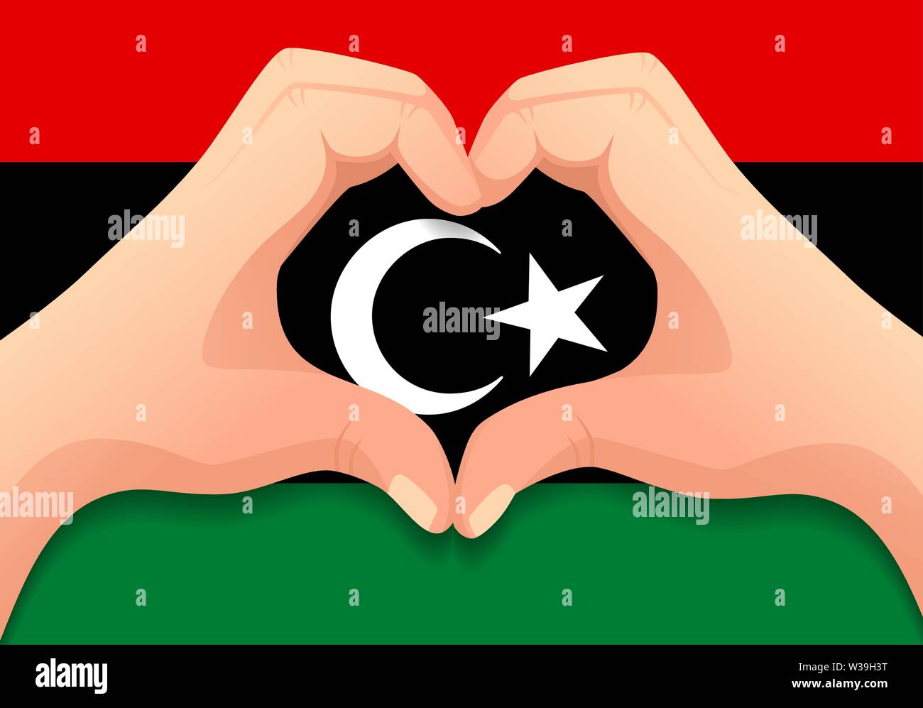 libya flag and hand heart shape. Patriotic background. National flag of ...