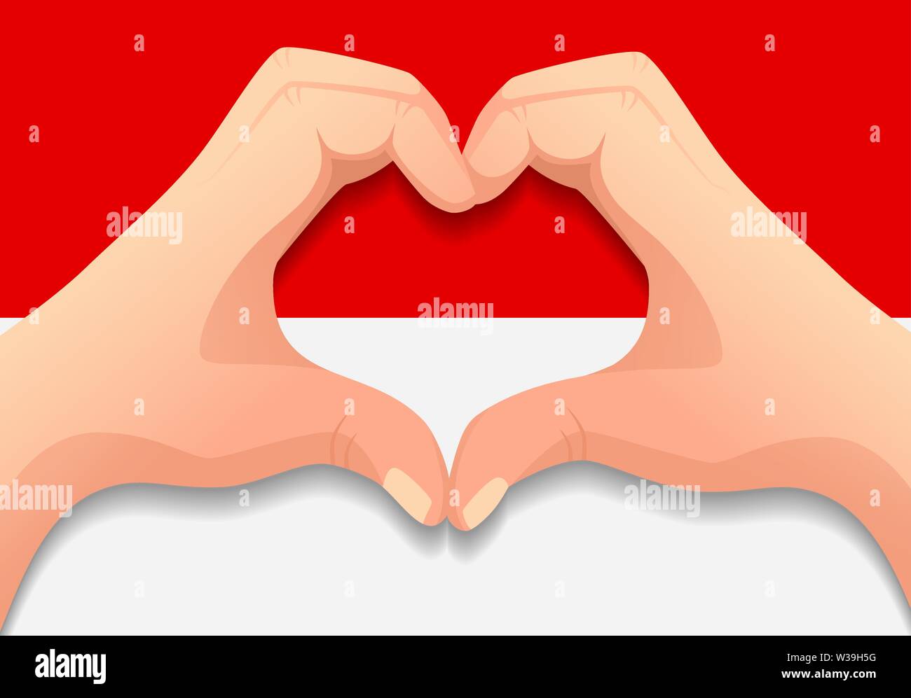 Monaco flag and hand heart shape. Patriotic background. National flag ...