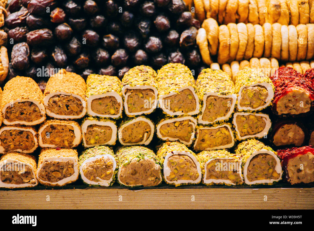 Load of traditional turkish delight lokum candy Stock Photo - Alamy