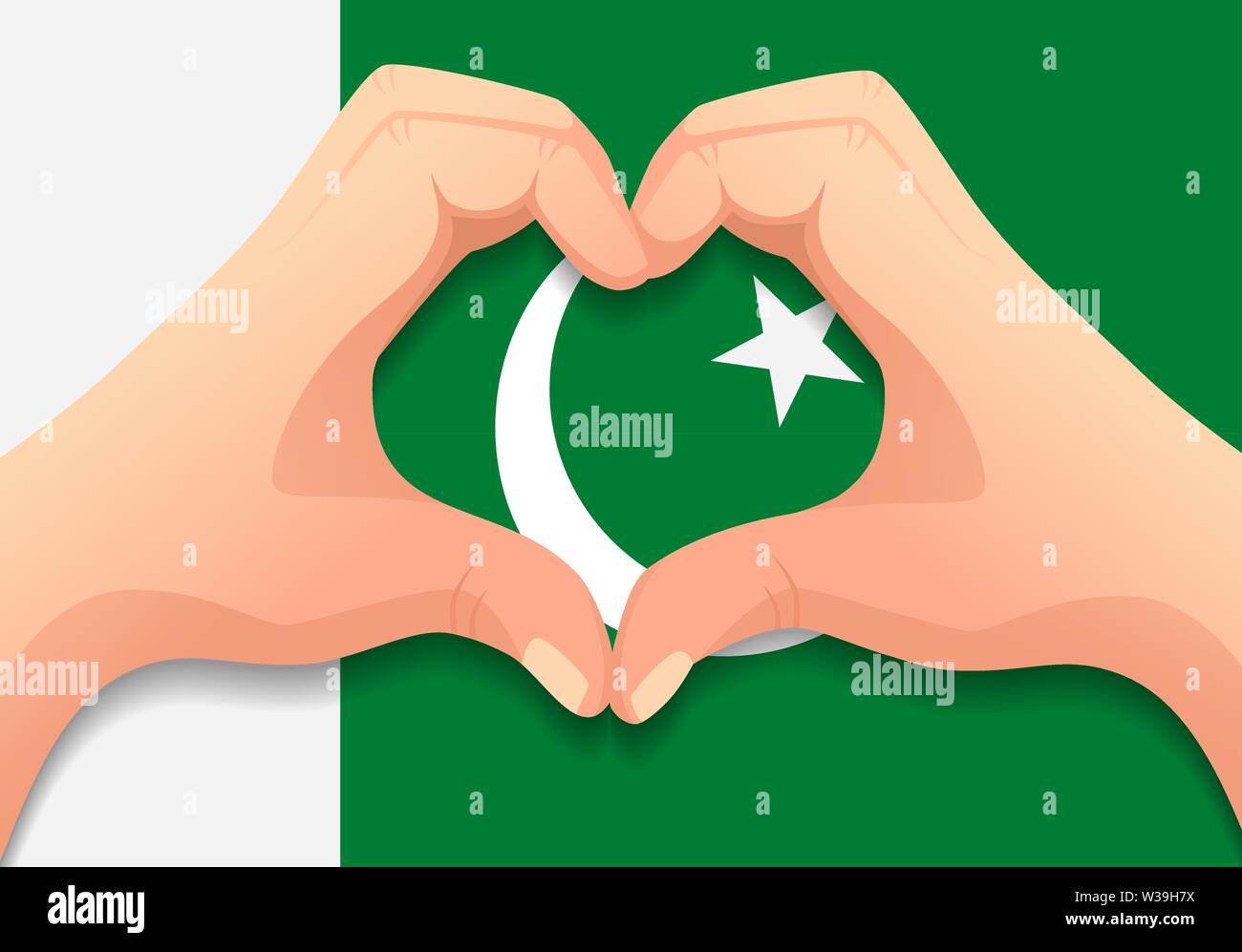 Pakistan flag and hand heart shape. Patriotic background. National flag ...