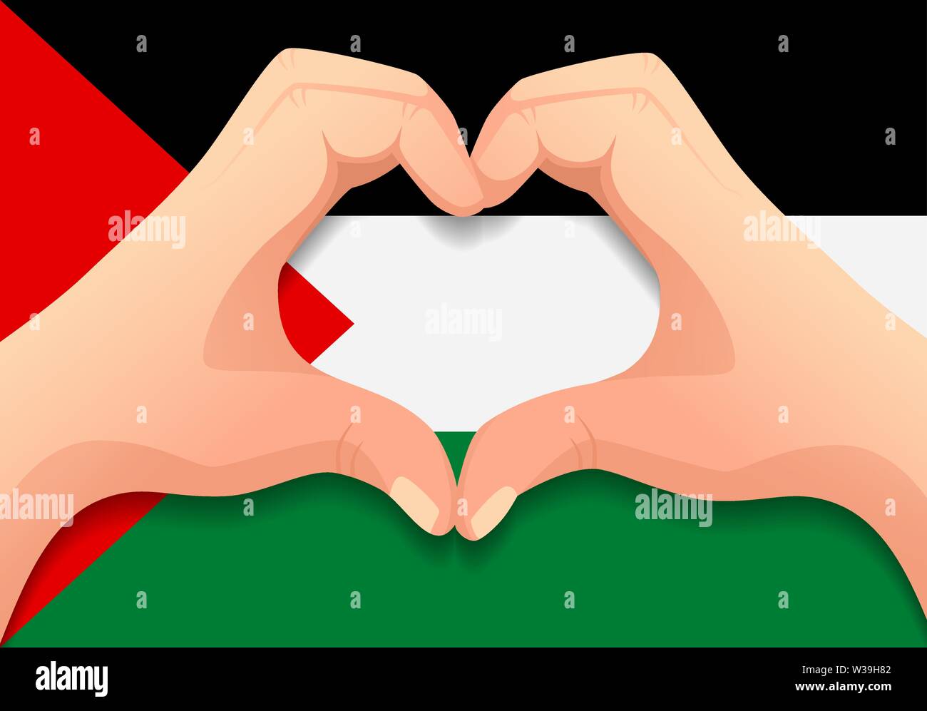 Palestine flag and hand heart shape. Patriotic background. National ...