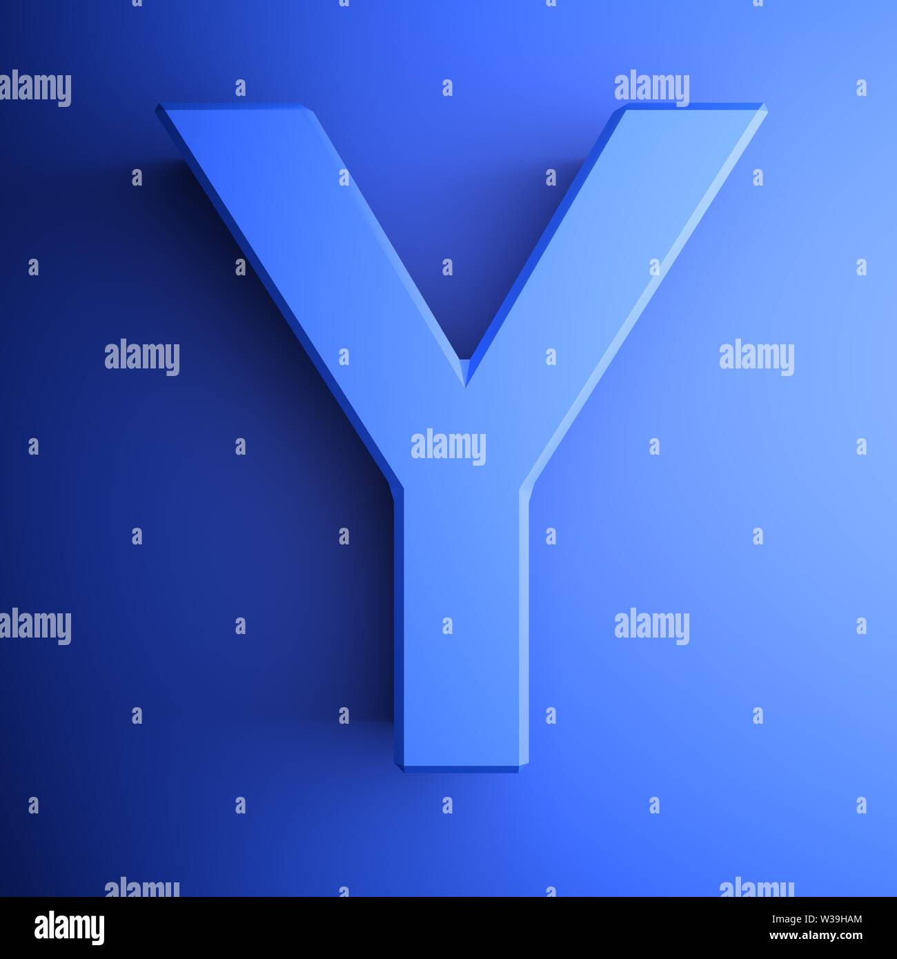 Y alphabetic letter blue, isolated on blue background - 3D rendering ...