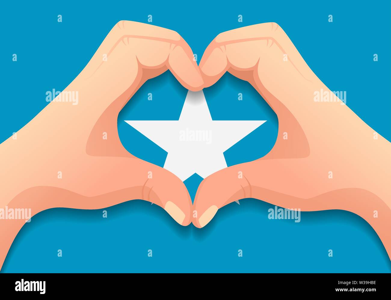 Somalia flag and hand heart shape. Patriotic background. National flag ...