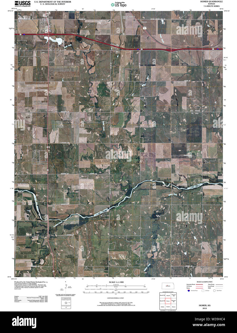 USGS TOPO Map Kansas KS Homer 20100104 TM Restoration Stock Photo - Alamy