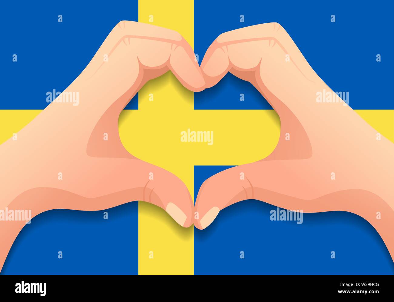 Sweden flag and hand heart shape. Patriotic background. National flag ...