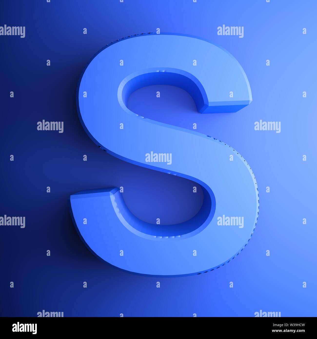 S alphabetic letter blue, isolated on blue background - 3D rendering ...