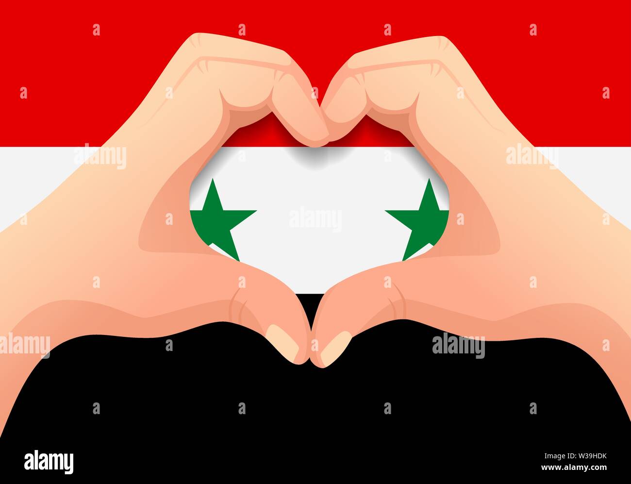 Syria flag and hand heart shape. Patriotic background. National flag of ...