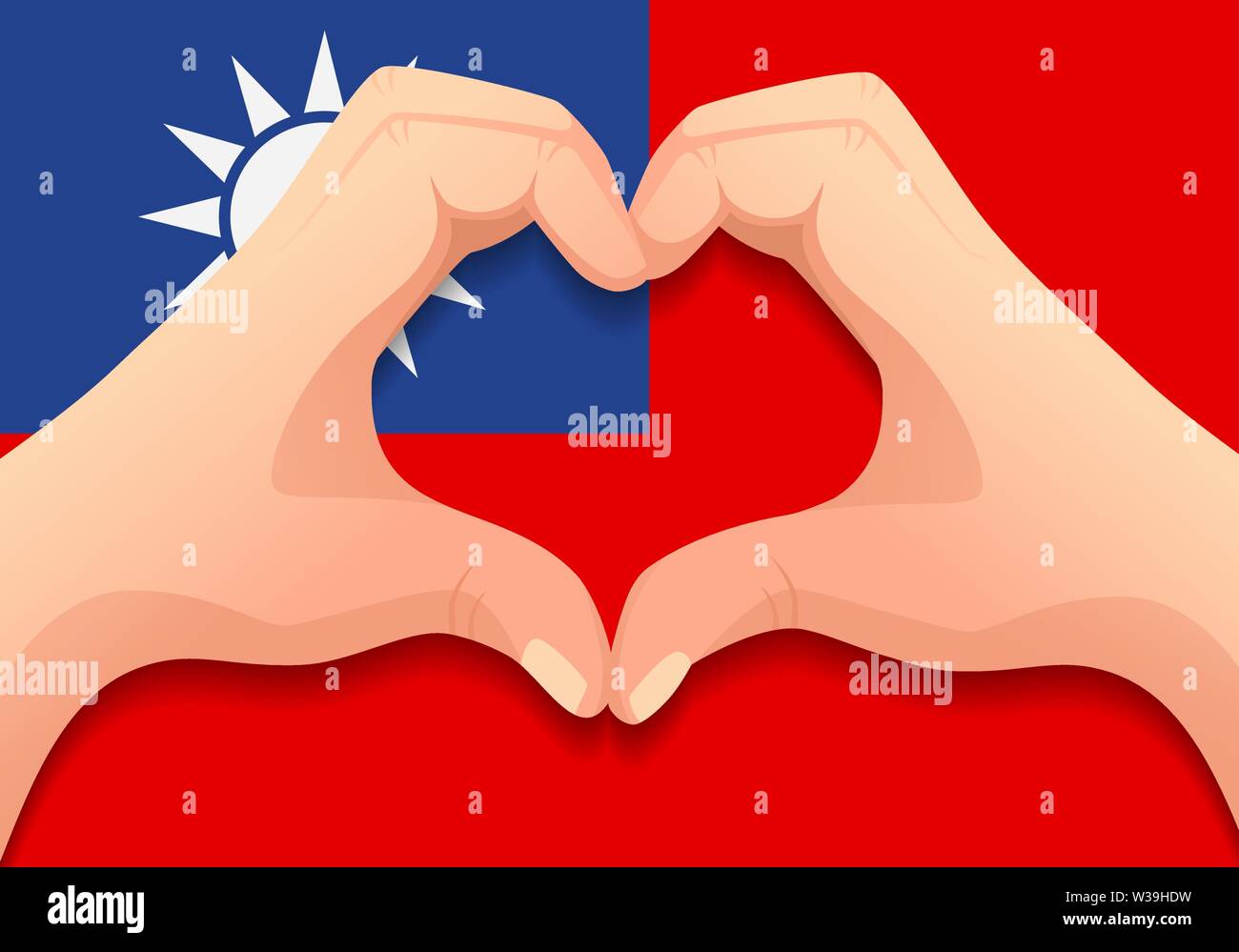 Taiwan flag and hand heart shape. Patriotic background. National flag ...