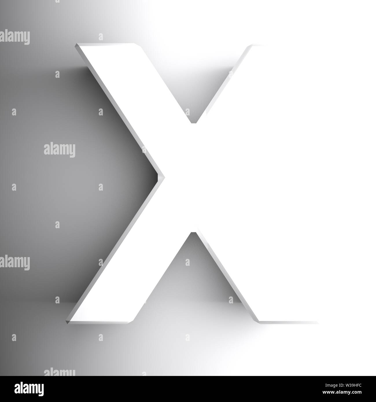 X white letter isolated on white background - 3D rendering illustration ...
