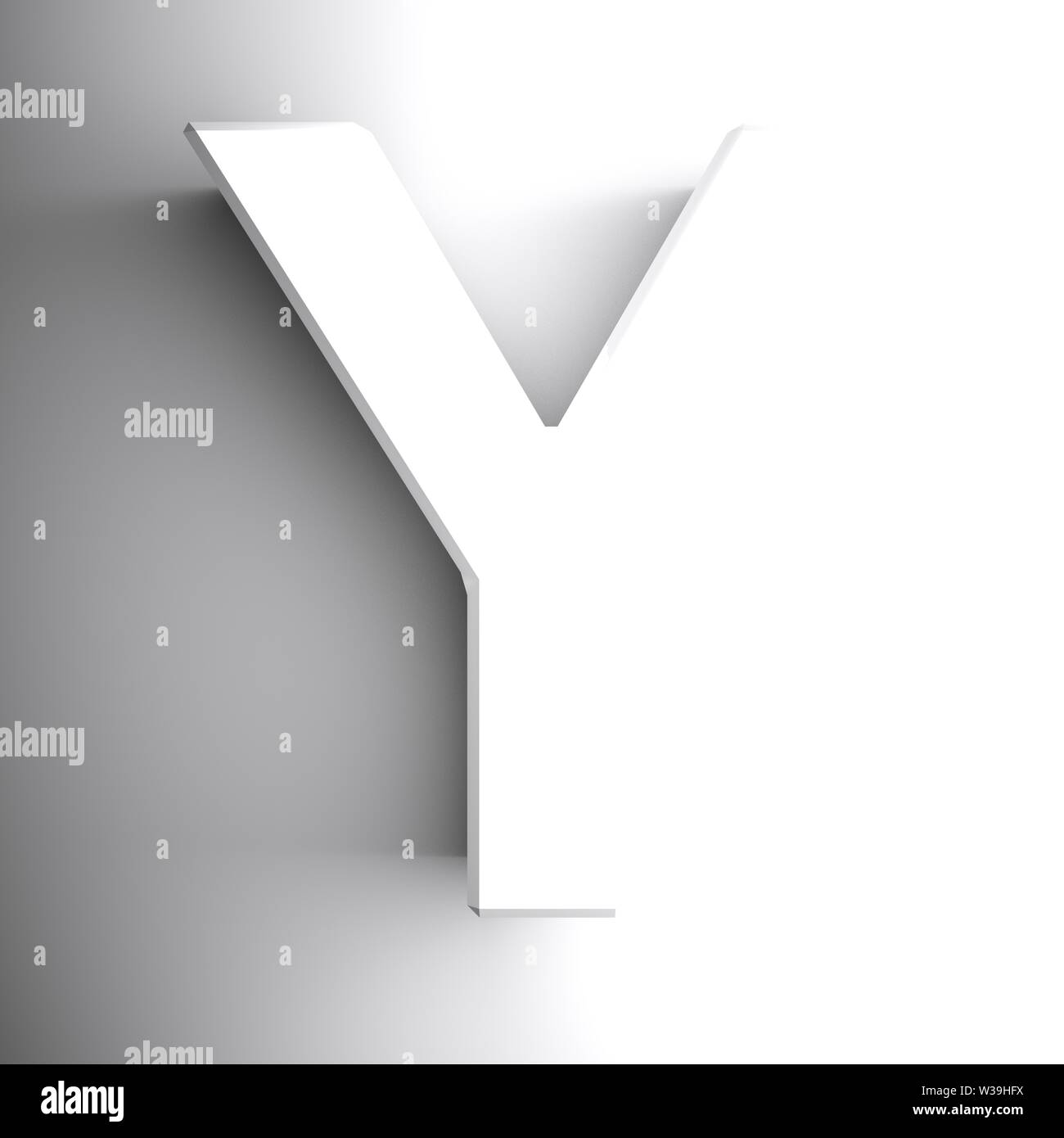 Y white letter isolated on white background - 3D rendering illustration ...