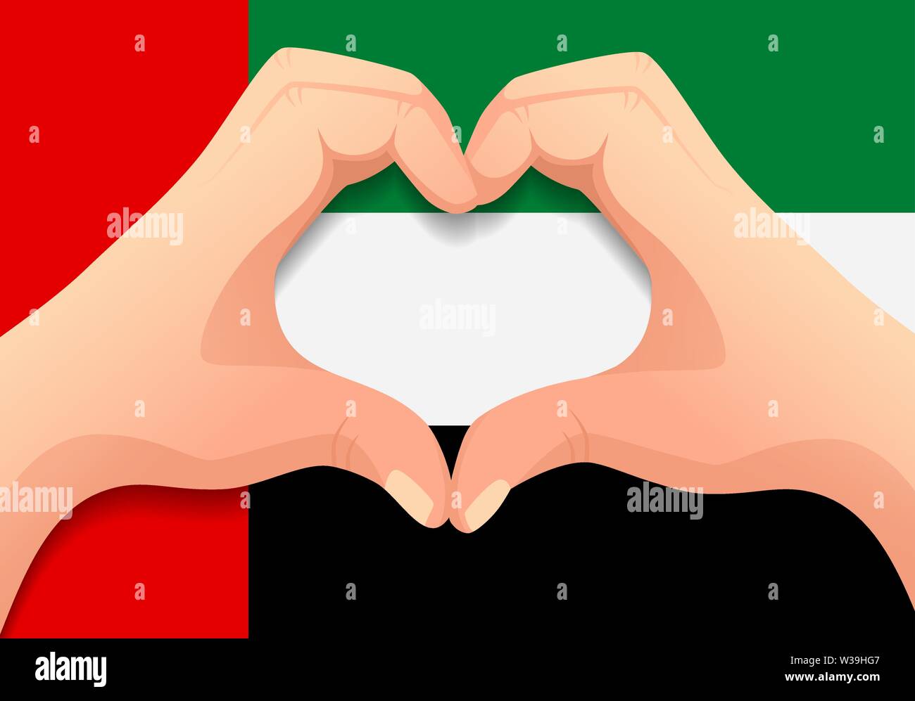 United arab emirates flag and hand heart shape. Patriotic background ...
