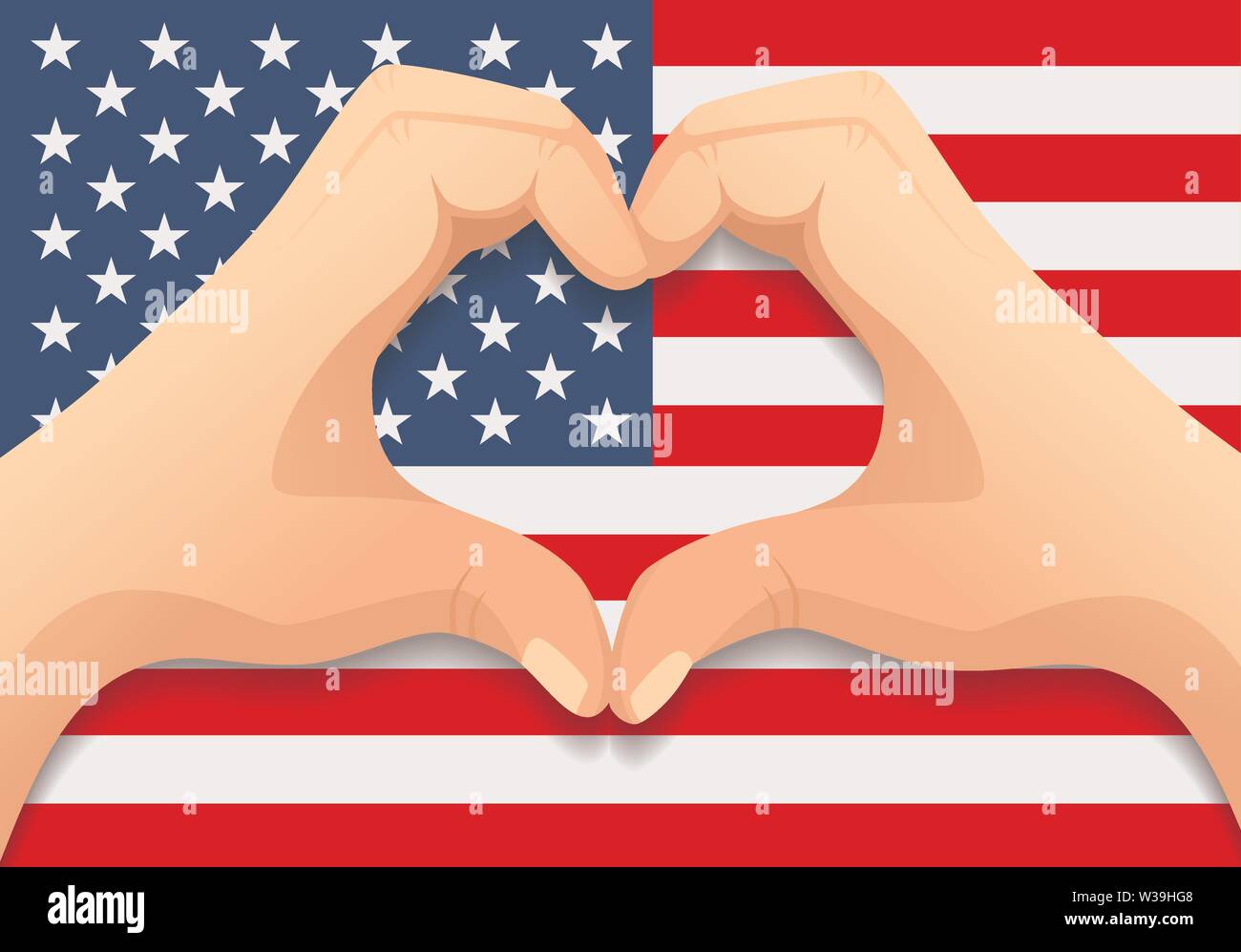 United States of America flag and hand heart shape. Patriotic ...