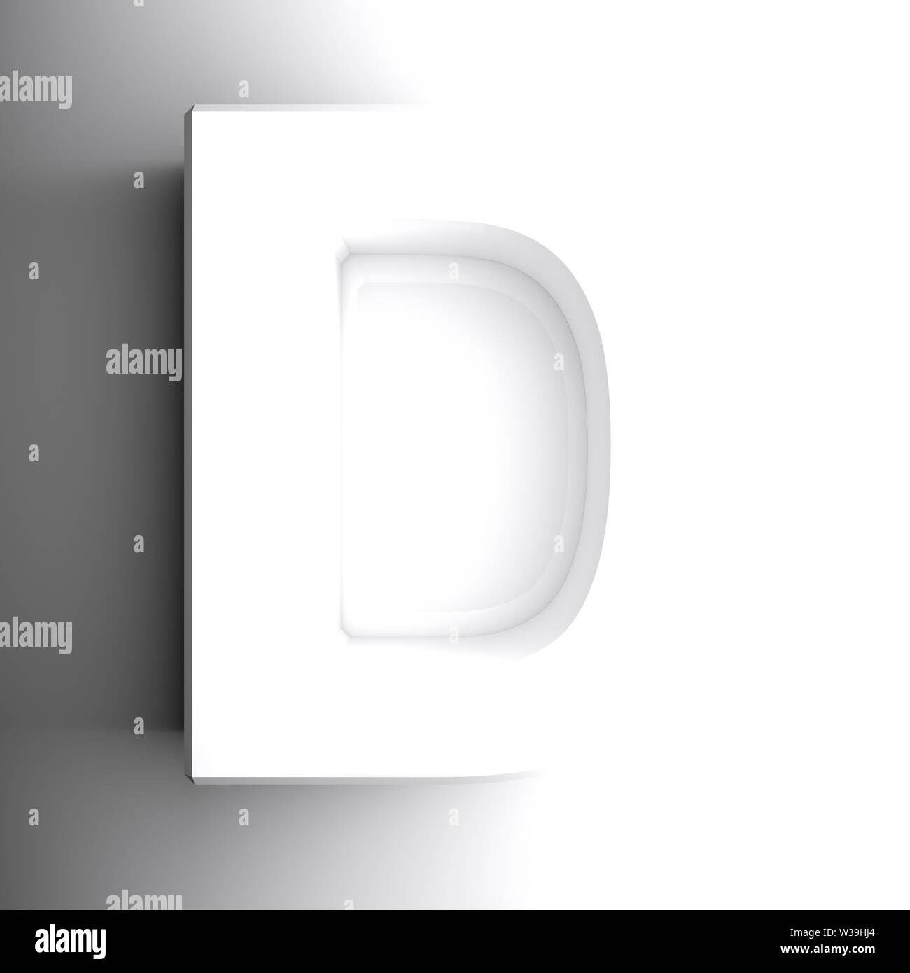 D white letter isolated on white background - 3D rendering illustration ...