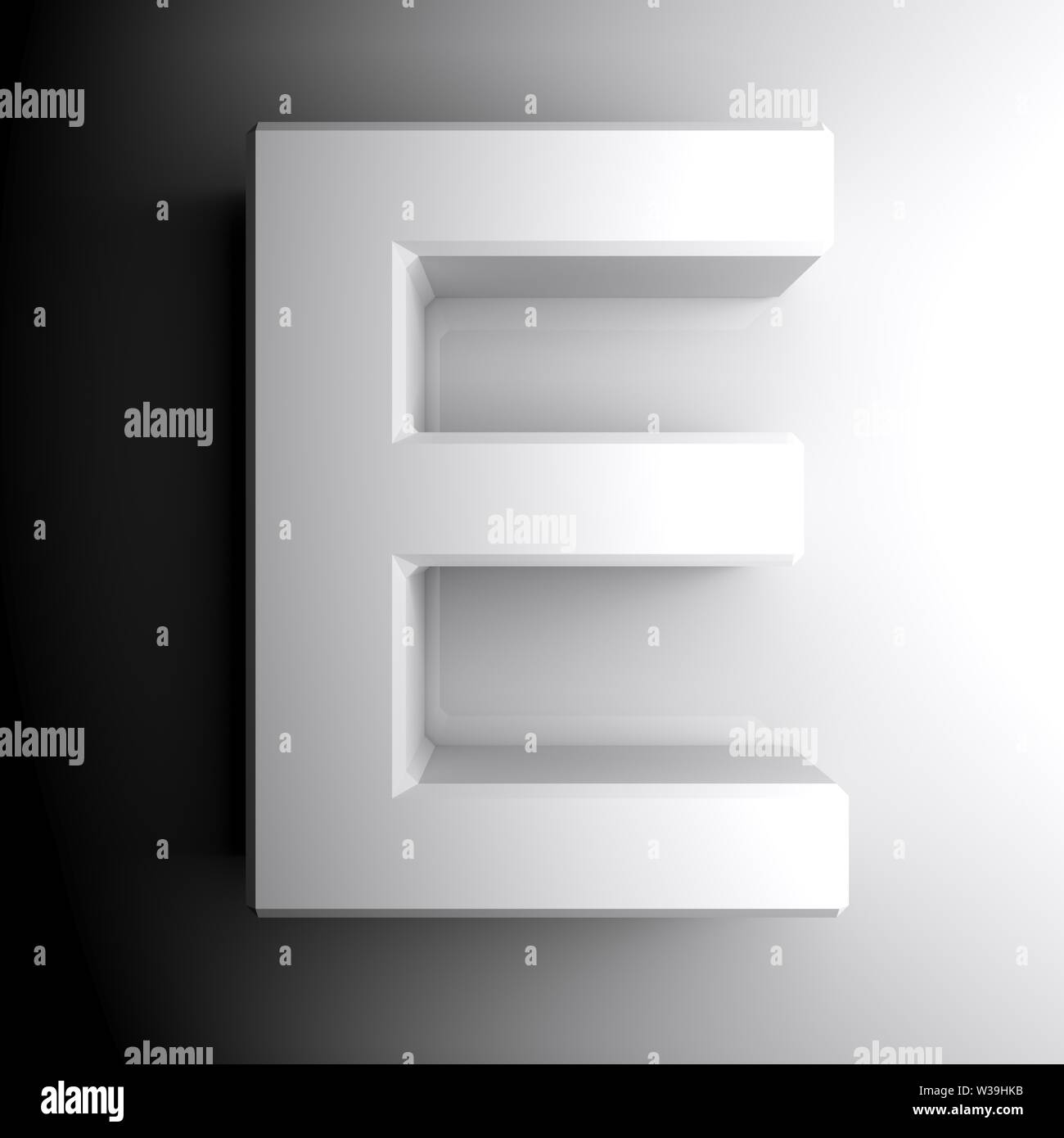 E white letter isolated on white background - 3D rendering illustration ...