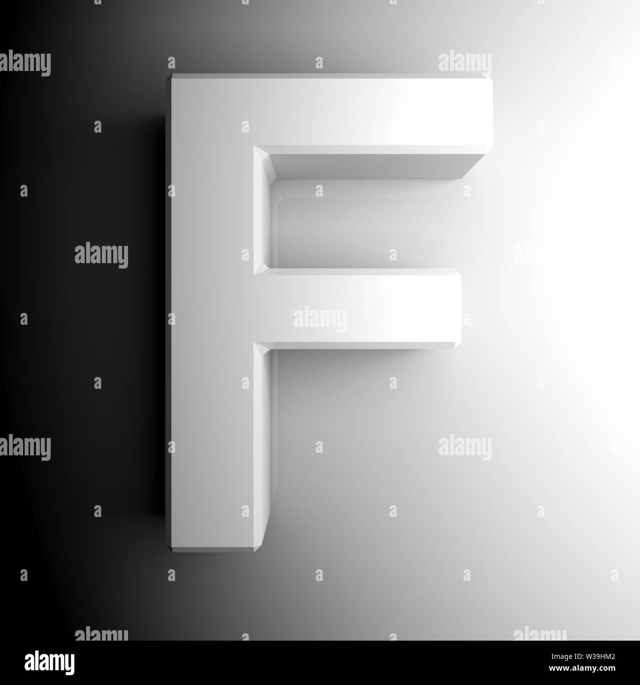 F white letter isolated on white background - 3D rendering illustration ...
