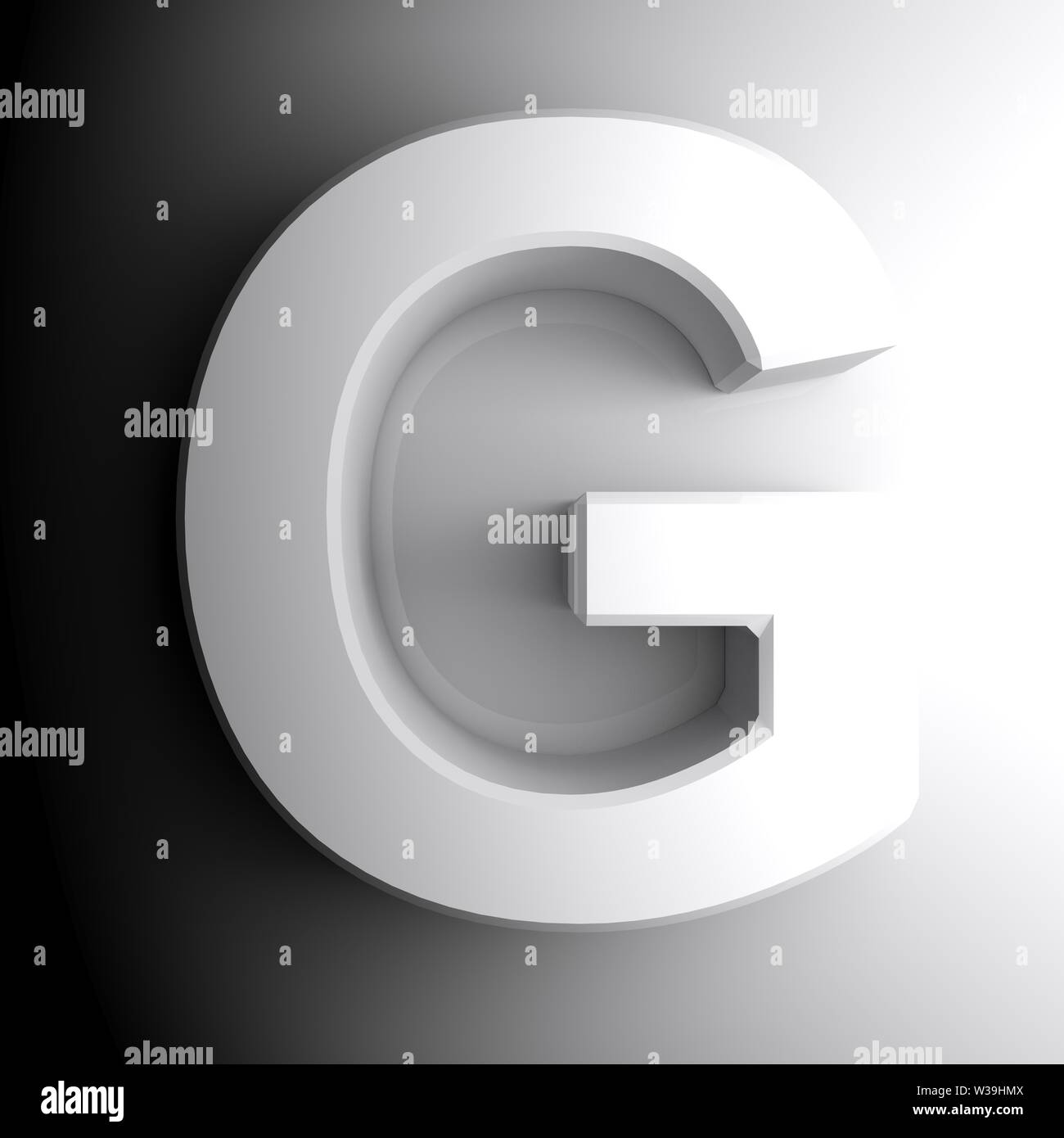 G white letter isolated on white background - 3D rendering illustration ...
