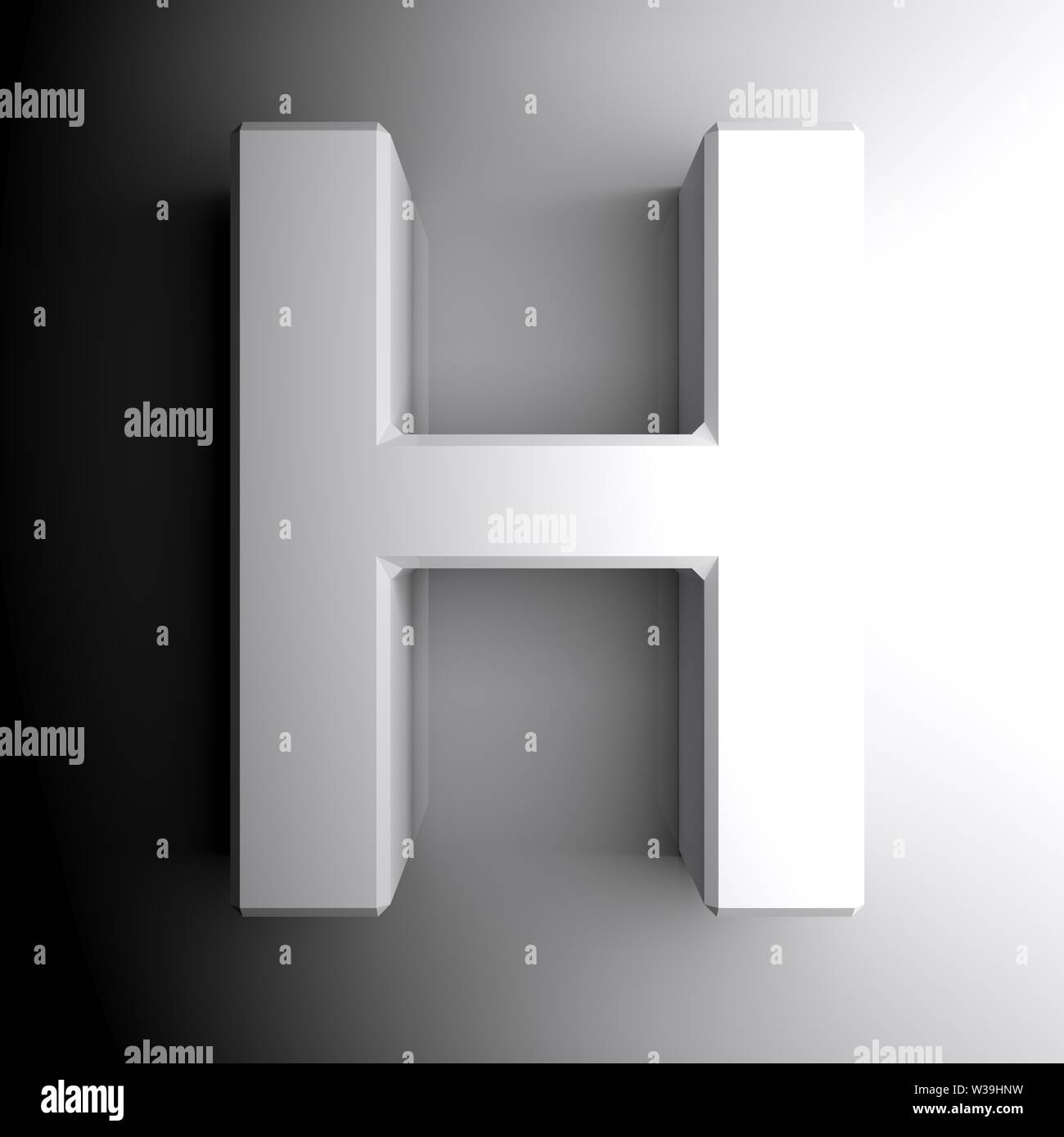 H white letter isolated on white background - 3D rendering illustration ...