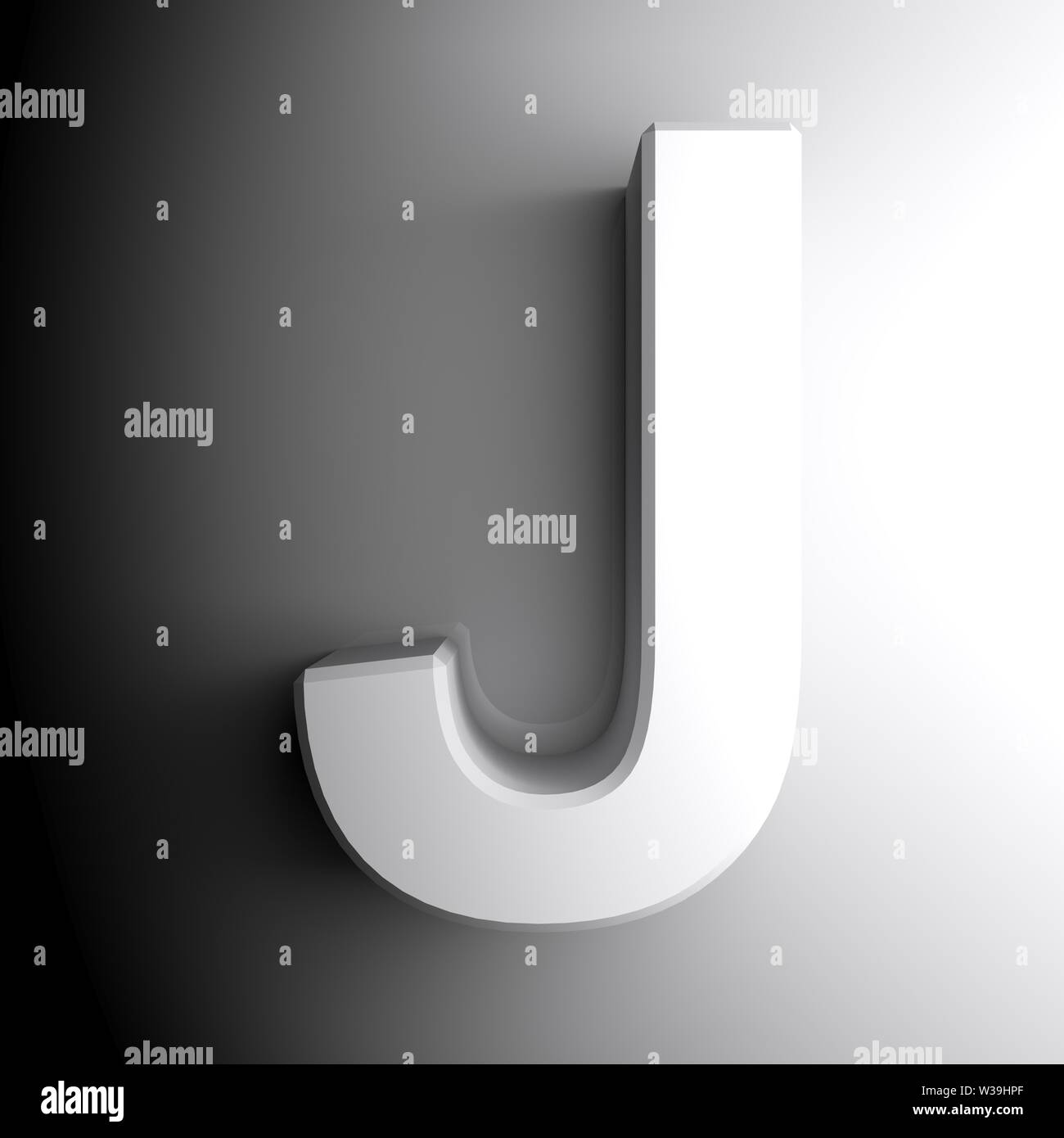 J white letter isolated on white background - 3D rendering illustration ...
