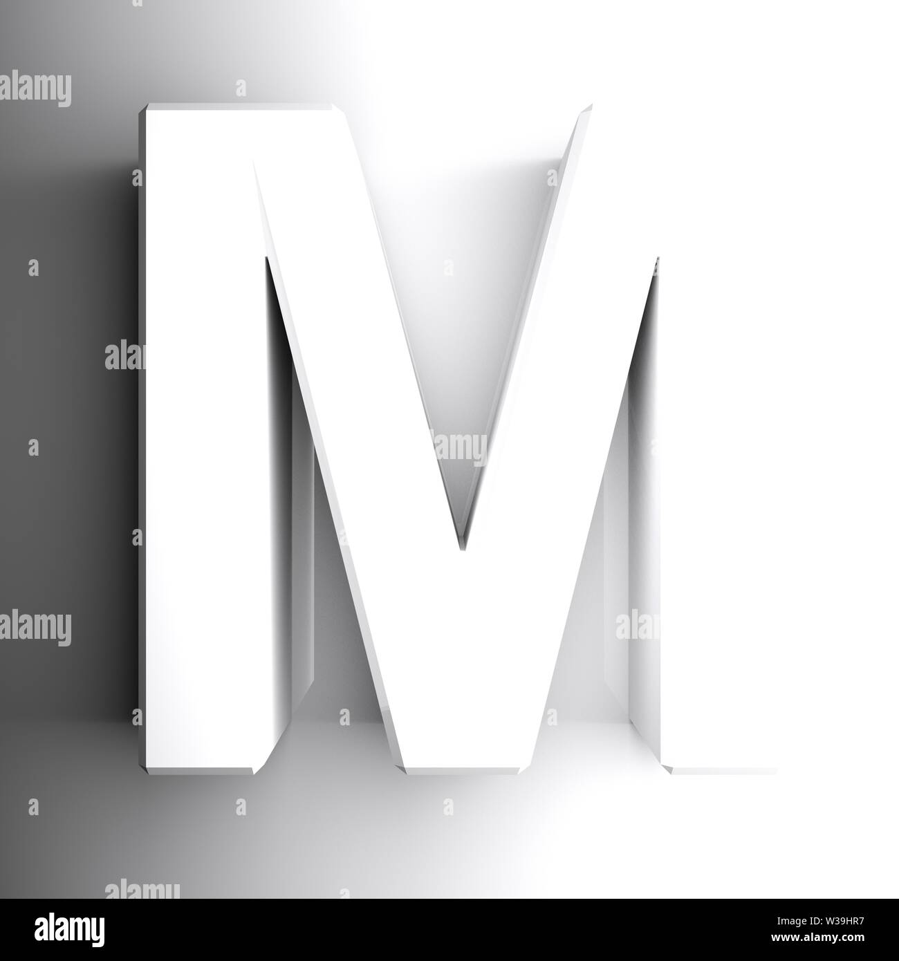 M white letter isolated on white background - 3D rendering illustration ...