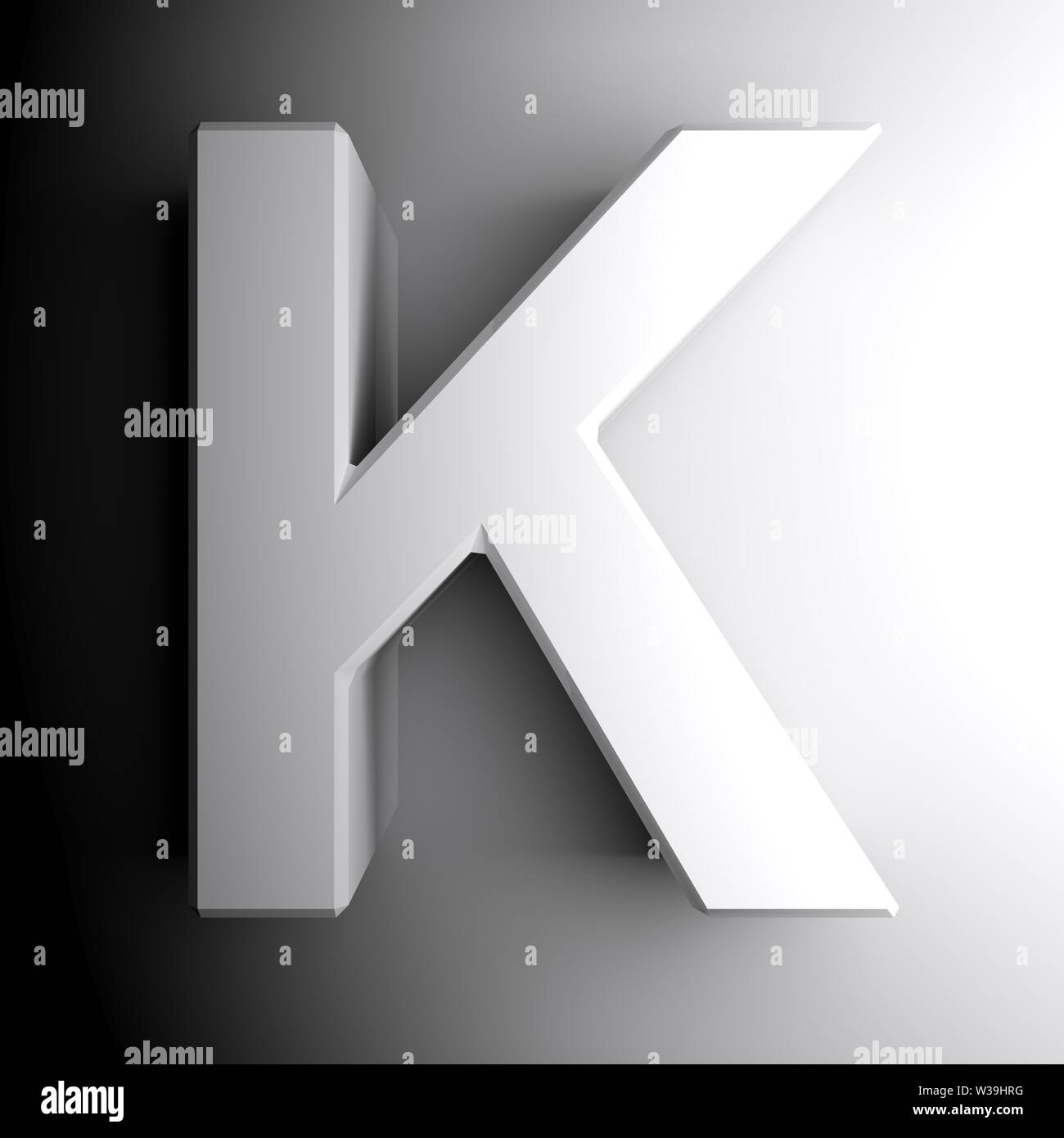 K white letter isolated on white background - 3D rendering illustration ...