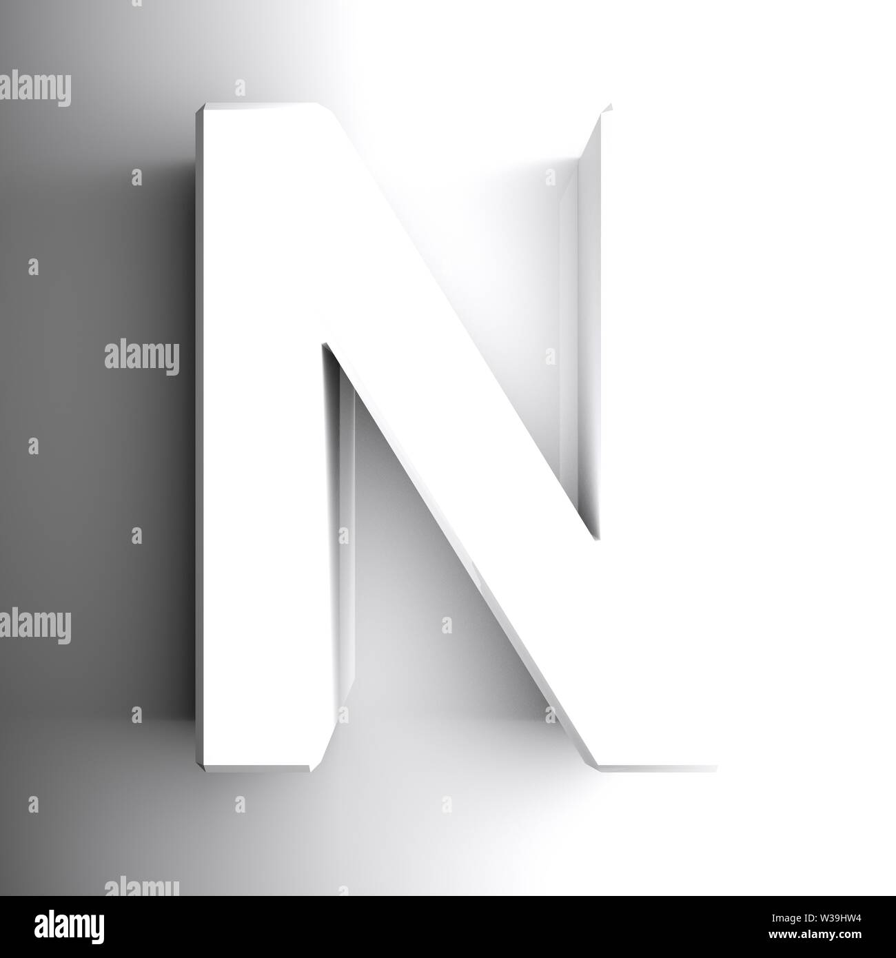 N white letter isolated on white background - 3D rendering illustration ...