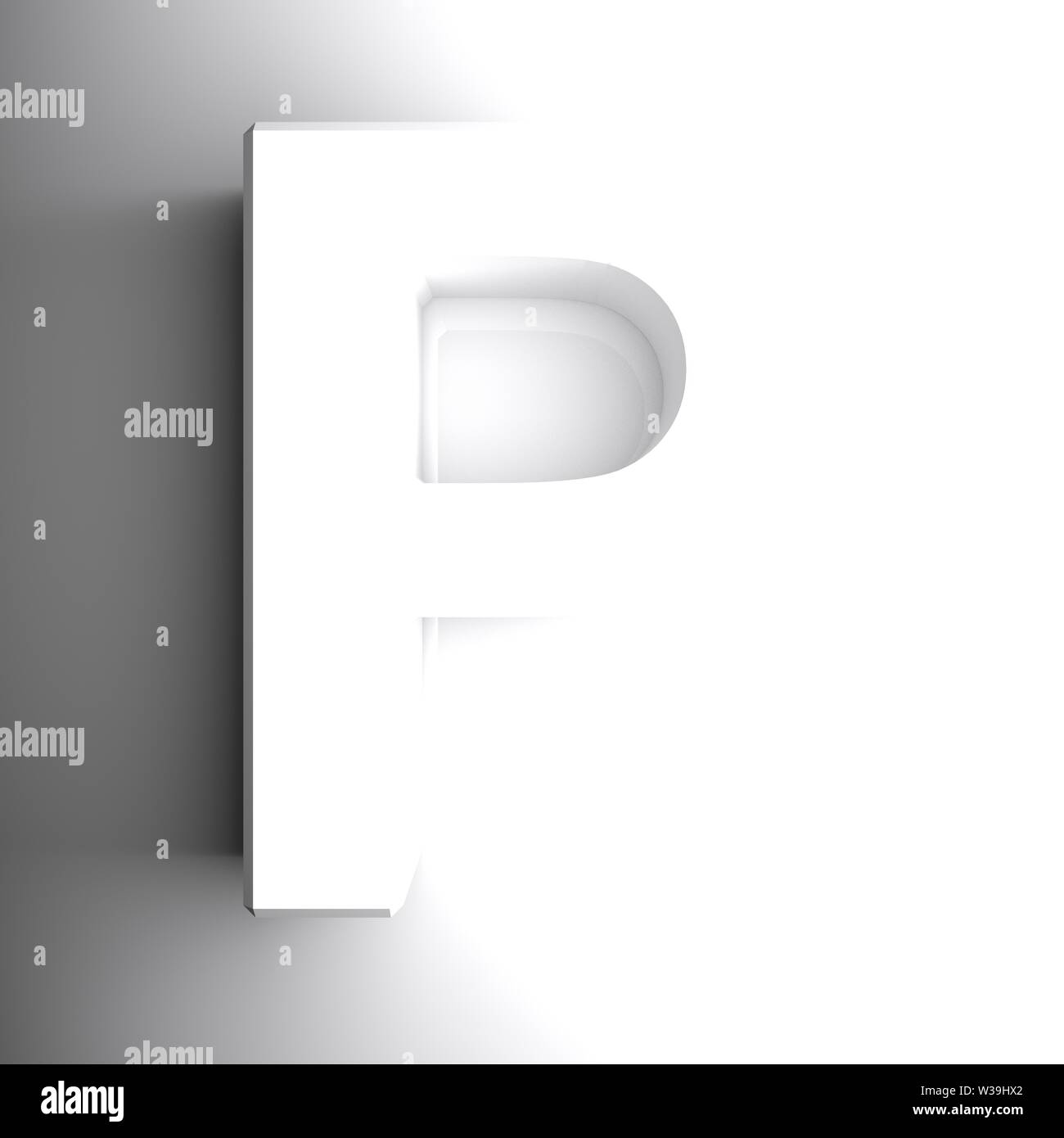 P white letter isolated on white background - 3D rendering illustration ...