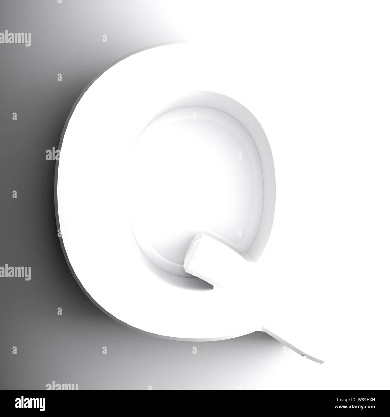 Q white letter isolated on white background - 3D rendering illustration ...