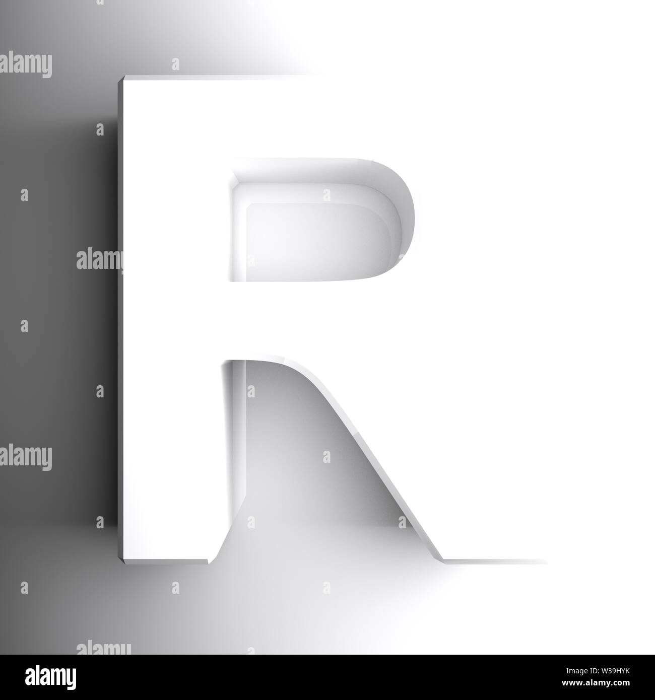 R white letter isolated on white background - 3D rendering illustration ...