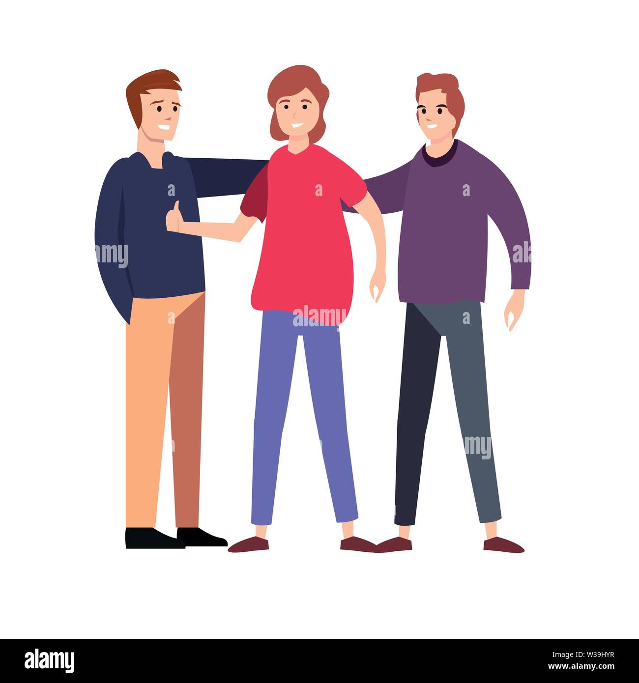 happy young people together white background vector illustration Stock ...