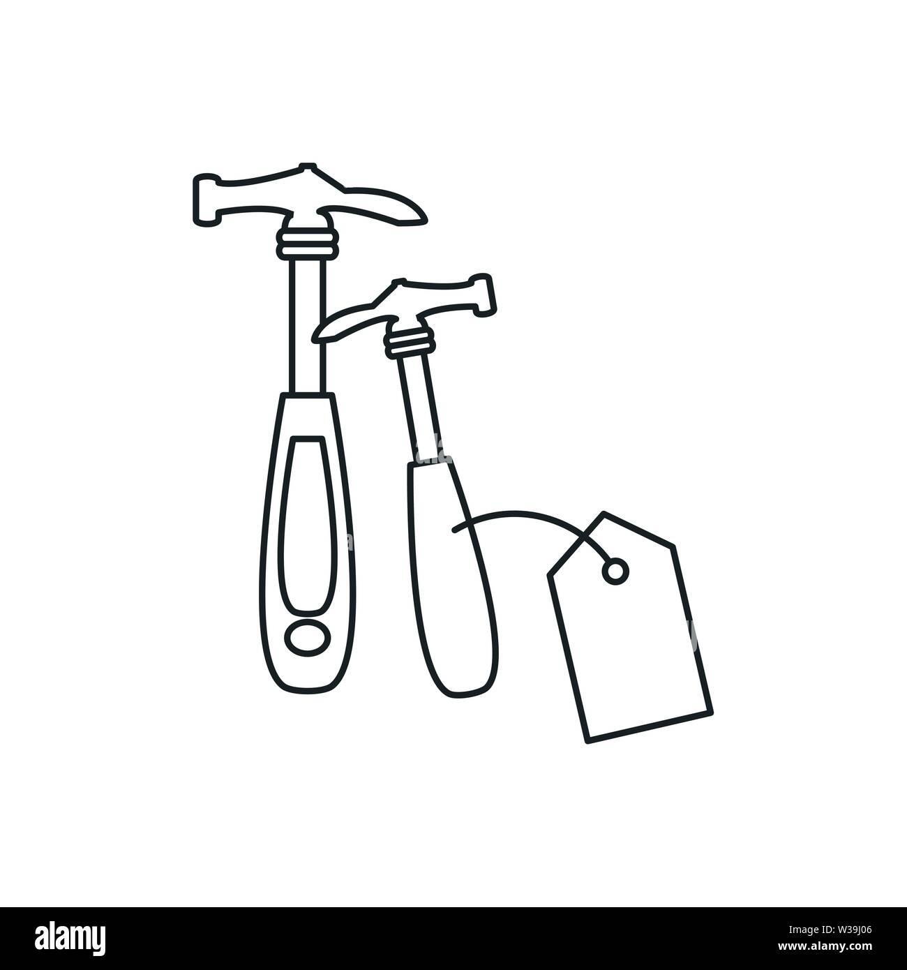 hammer tool with price tag hanging vector illustration design Stock ...