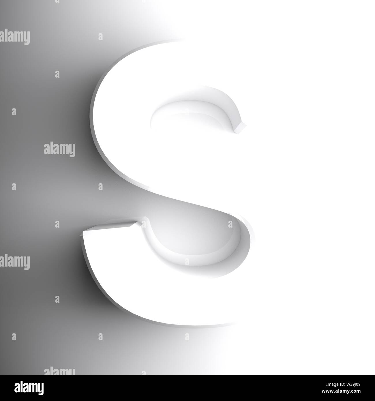S white letter isolated on white background - 3D rendering illustration ...