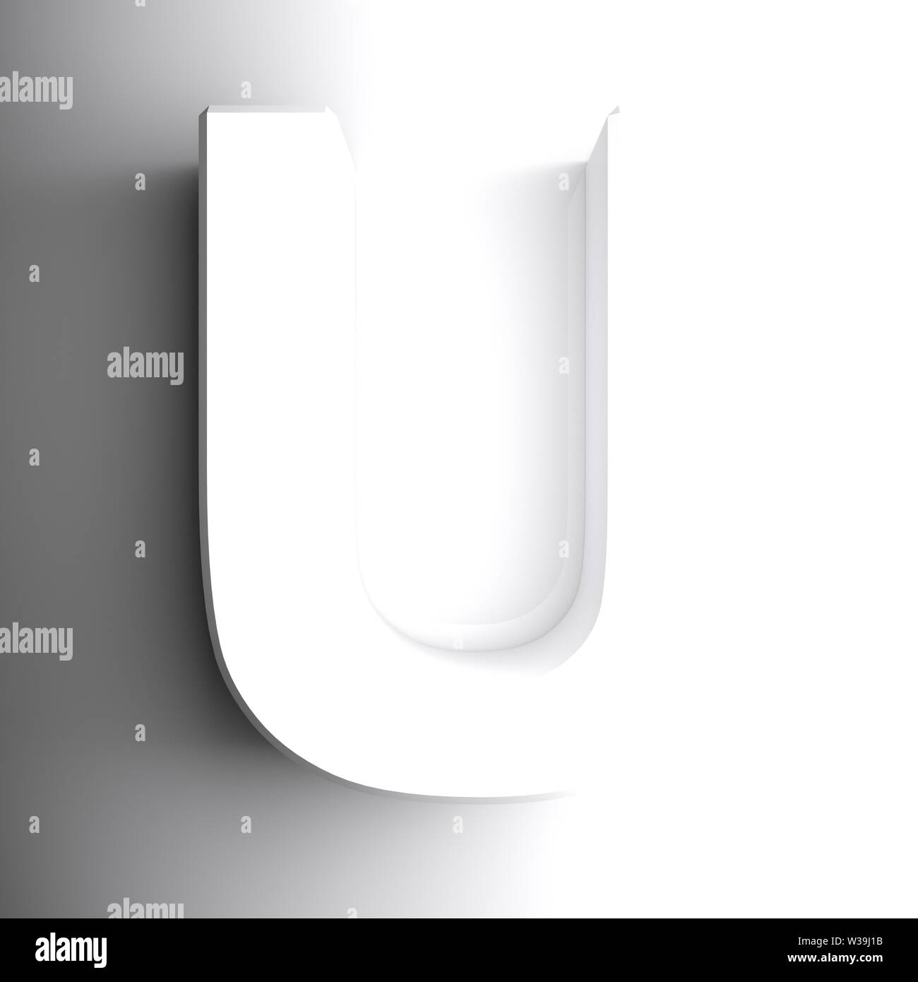 U white letter isolated on white background - 3D rendering illustration ...