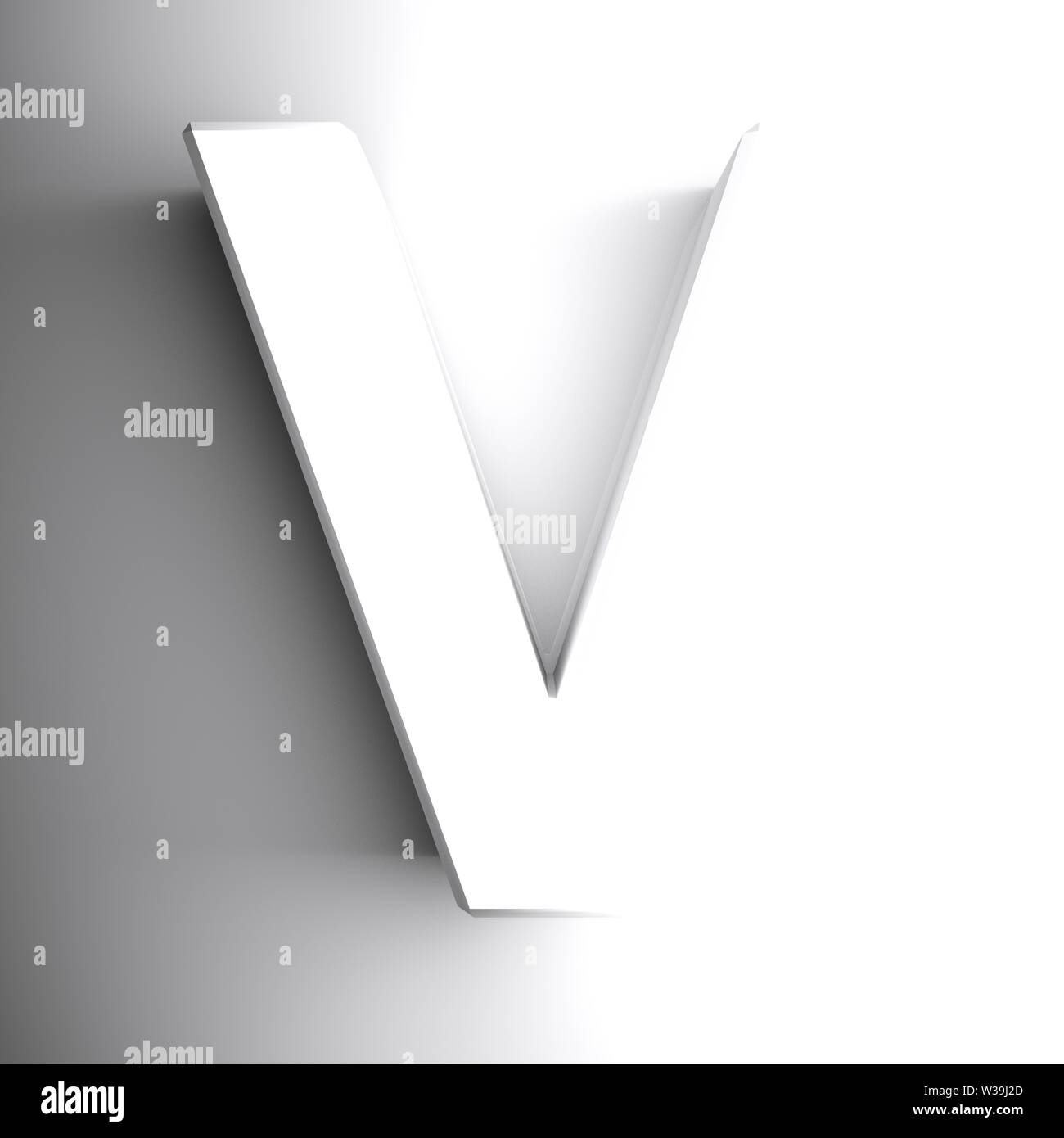 V white letter isolated on white background - 3D rendering illustration ...