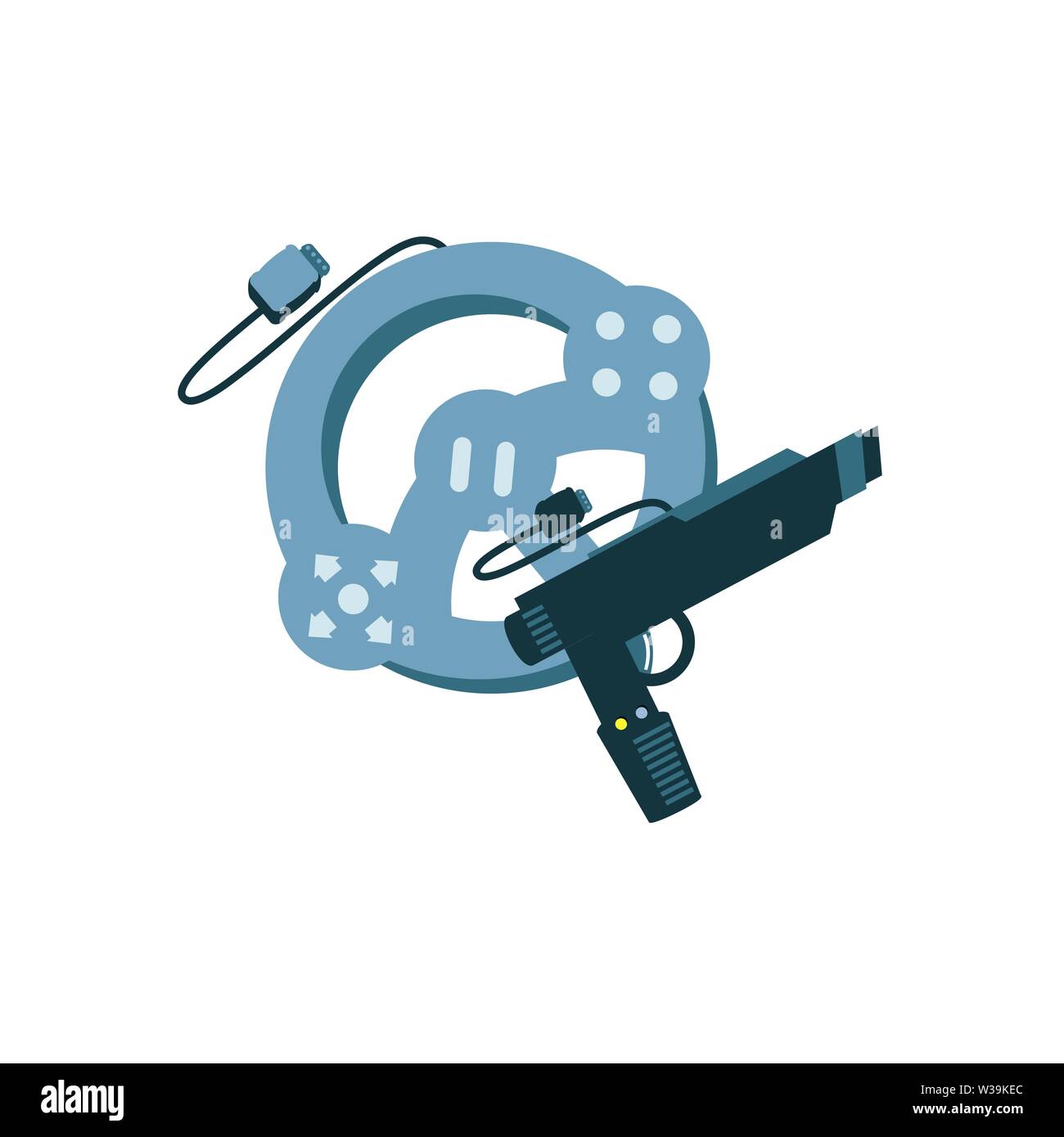 video game car wheel control with gun vector illustration design Stock ...