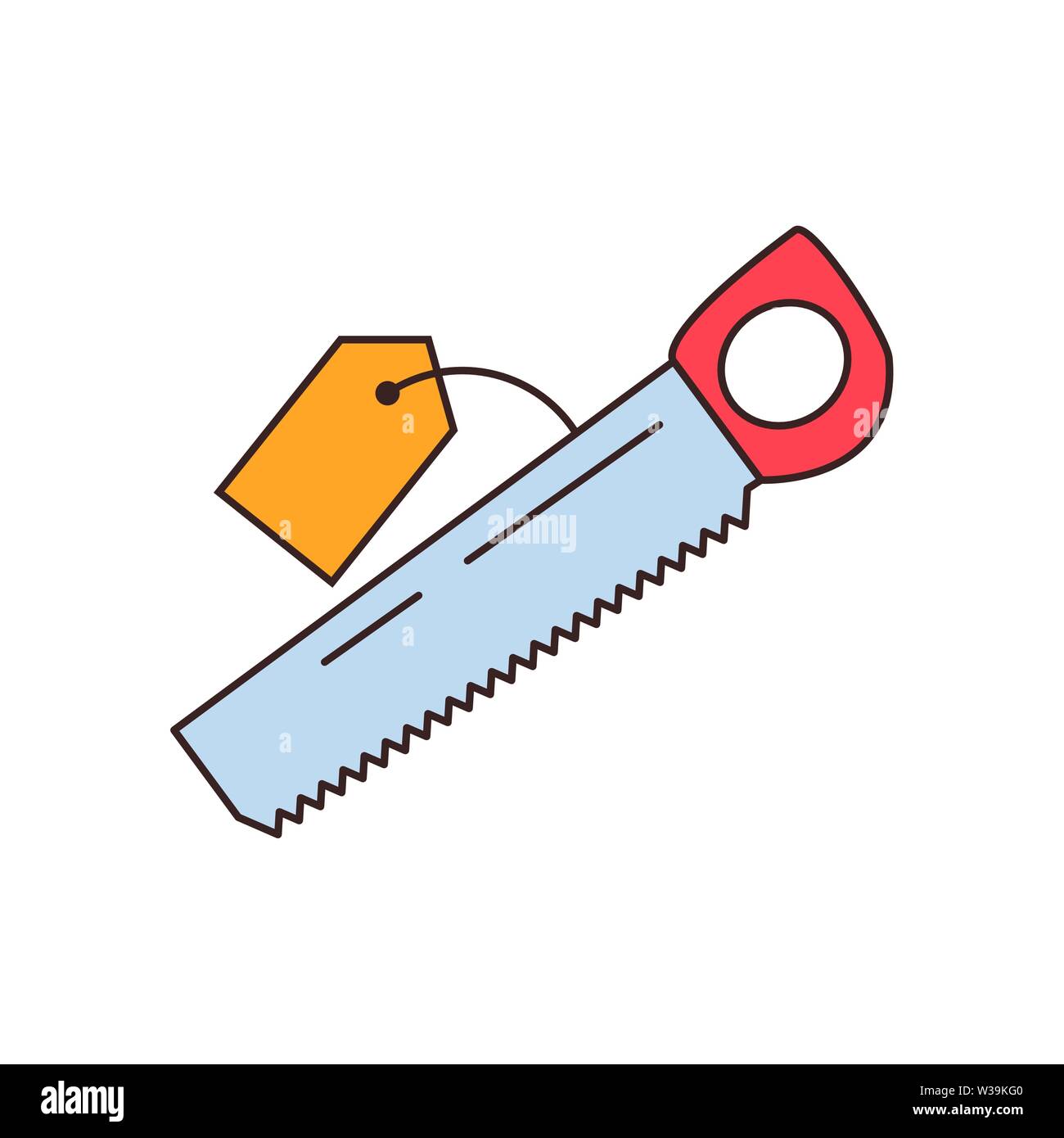 saw tool with price tag hanging vector illustration design Stock Vector ...