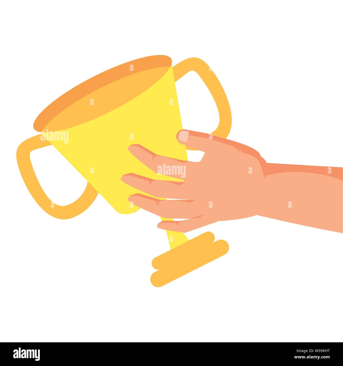 winner hands with trophy cup award vector illustration design Stock ...